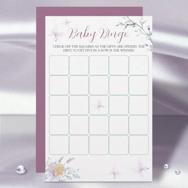 Butterfly Flower Watercolor Baby Shower Bingo game | Zazzle