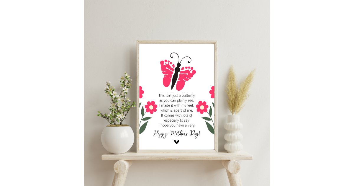 Butterfly Footprint Art: A Mother's Day Keepsake Poster | Zazzle