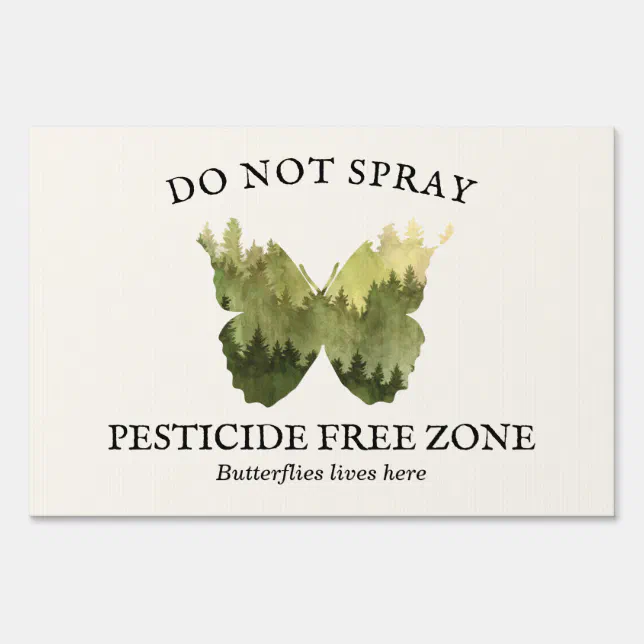 Butterfly garden ideas rustic pesticide free zone sign | Zazzle