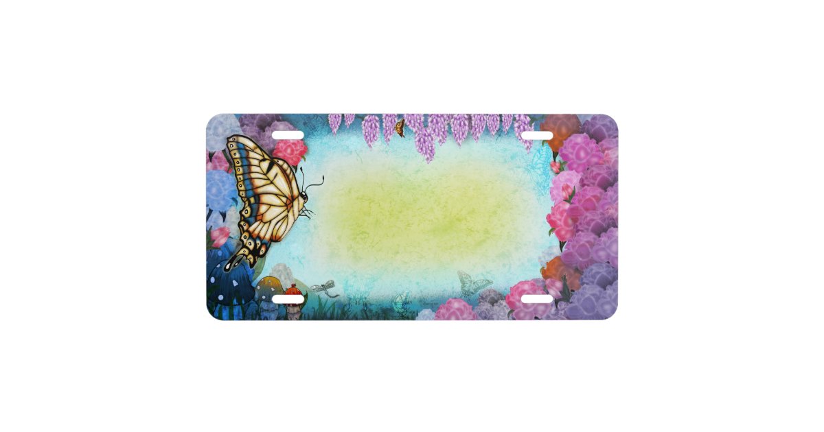 Butterfly Garden License Plate | Zazzle
