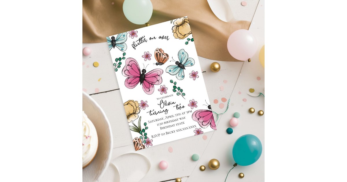 Butterfly Garden Spring Girl Birthday Invitation | Zazzle