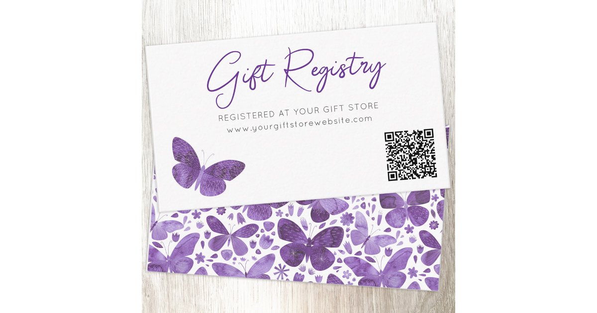 Butterfly Gift Registry QR Code Enclosure Card | Zazzle