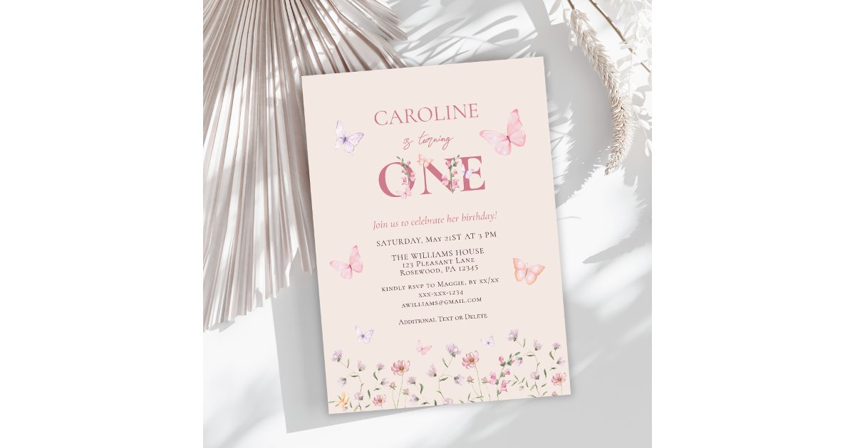Butterfly Girl First Birthday Invitation | Zazzle