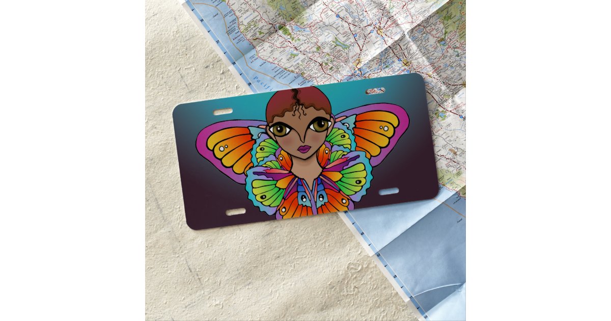 butterfly girl license plate | Zazzle
