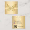 Butterfly gold QR code elegant script Square Business Card | Zazzle
