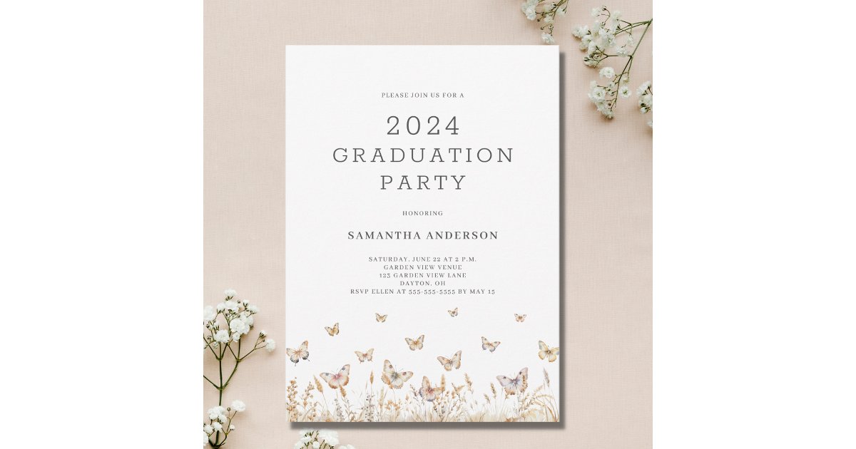 Butterfly Graduation Party Invitation | Zazzle
