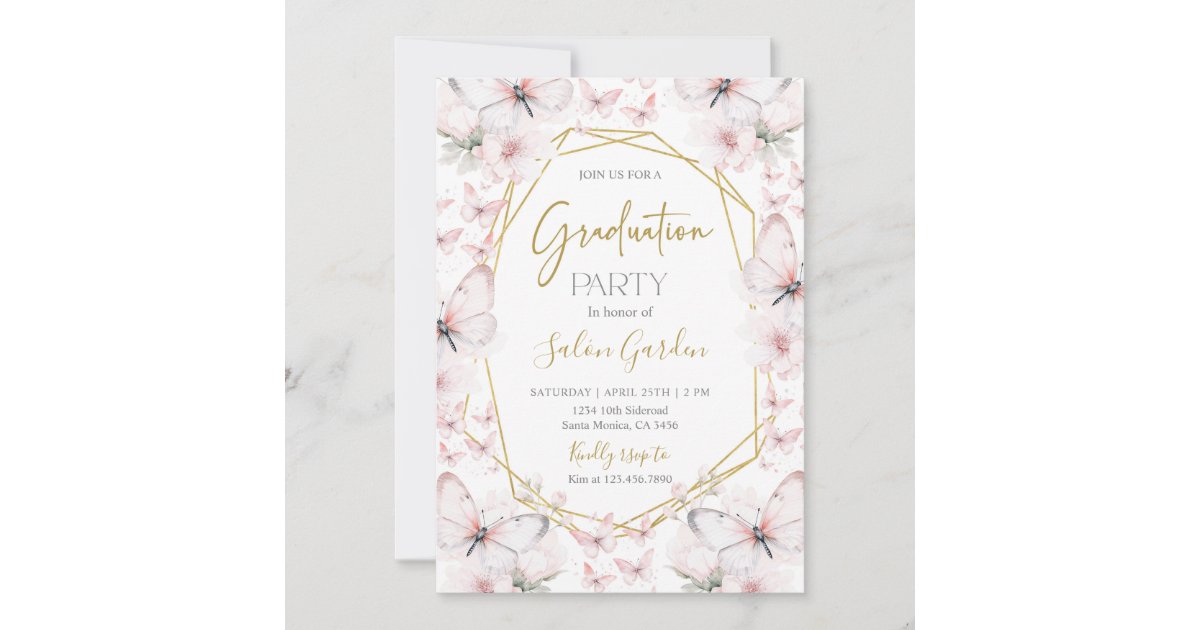 Butterfly Graduation Party Invitation | Zazzle