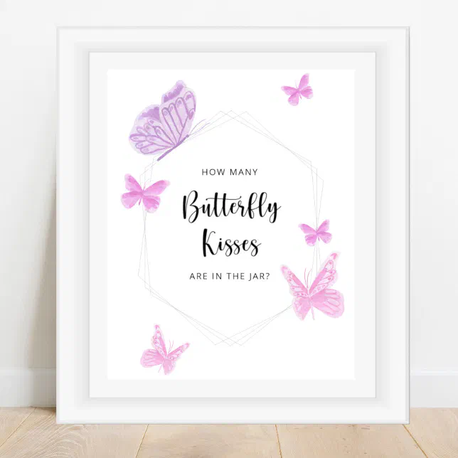 Butterfly guess how many butterfly kisses poster | Zazzle