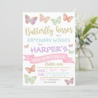 Butterfly Invitation | Butterfly Birthday Invite | Zazzle