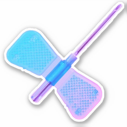 Butterfly IV Needle Nurse Sticker | Zazzle