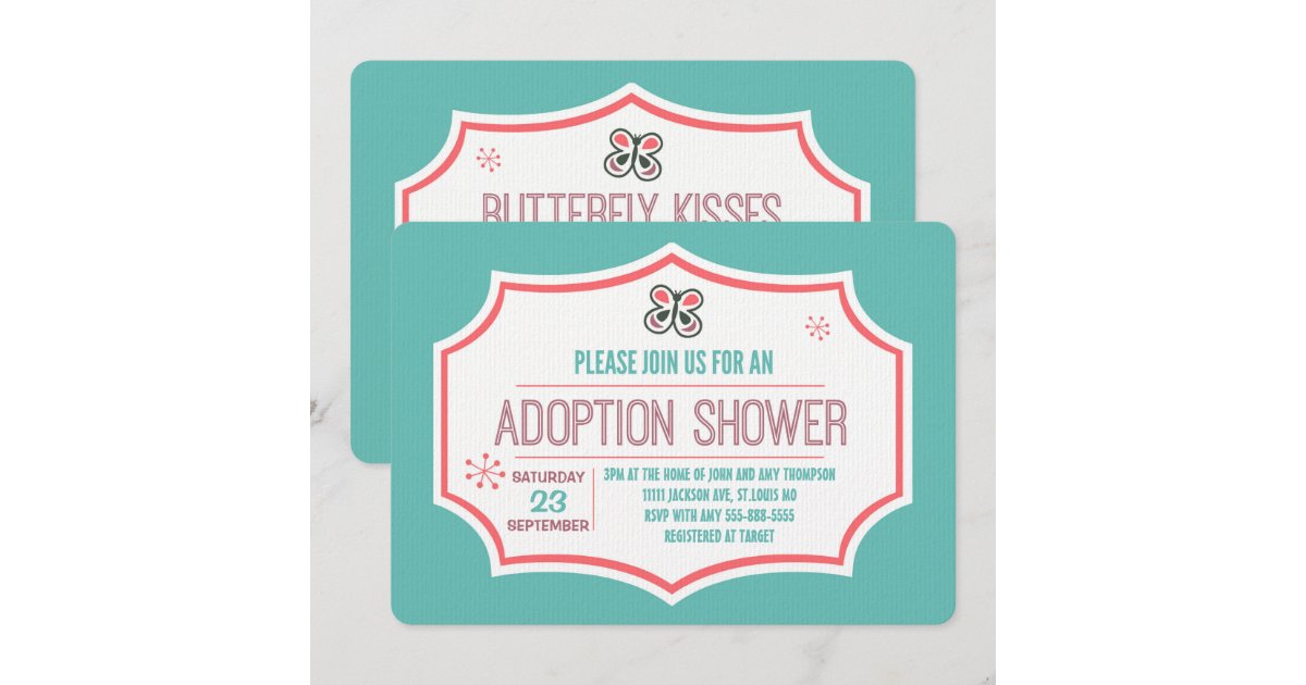 Butterfly Kisses & Adoption Wishes Adoption Shower Invitation | Zazzle