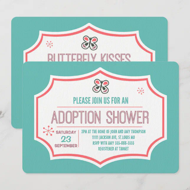 Butterfly Kisses & Adoption Wishes Adoption Shower Invitation | Zazzle