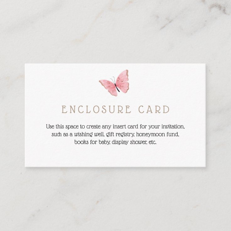 Butterfly Kisses Custom Text Enclosure Card | Zazzle