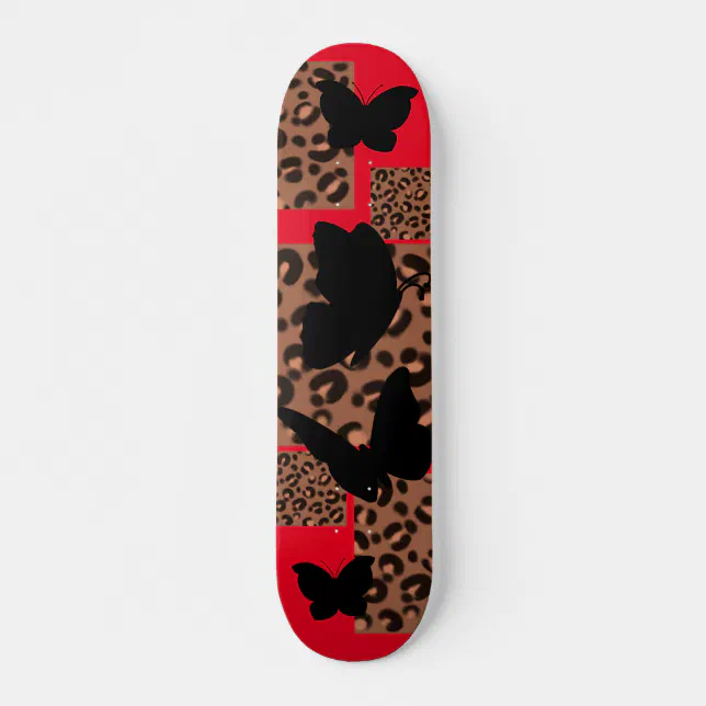 BUTTERFLY LEOPARD/CHEETAH PRINT SKATEBOARD | Zazzle
