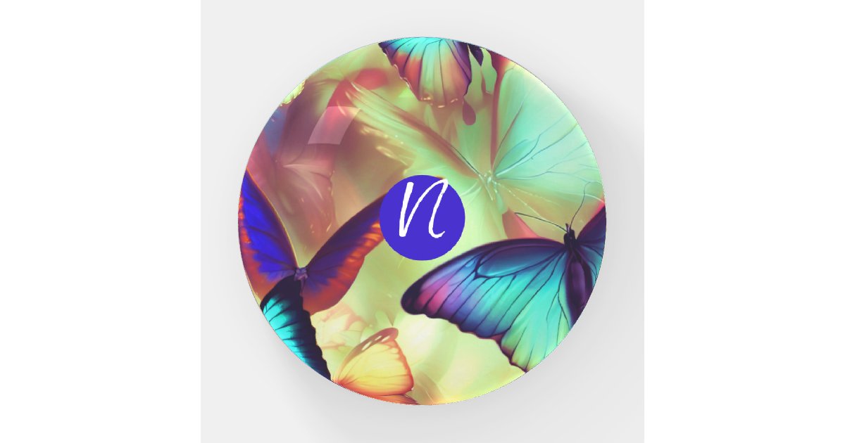 Butterfly Monogram Paperweight | Zazzle