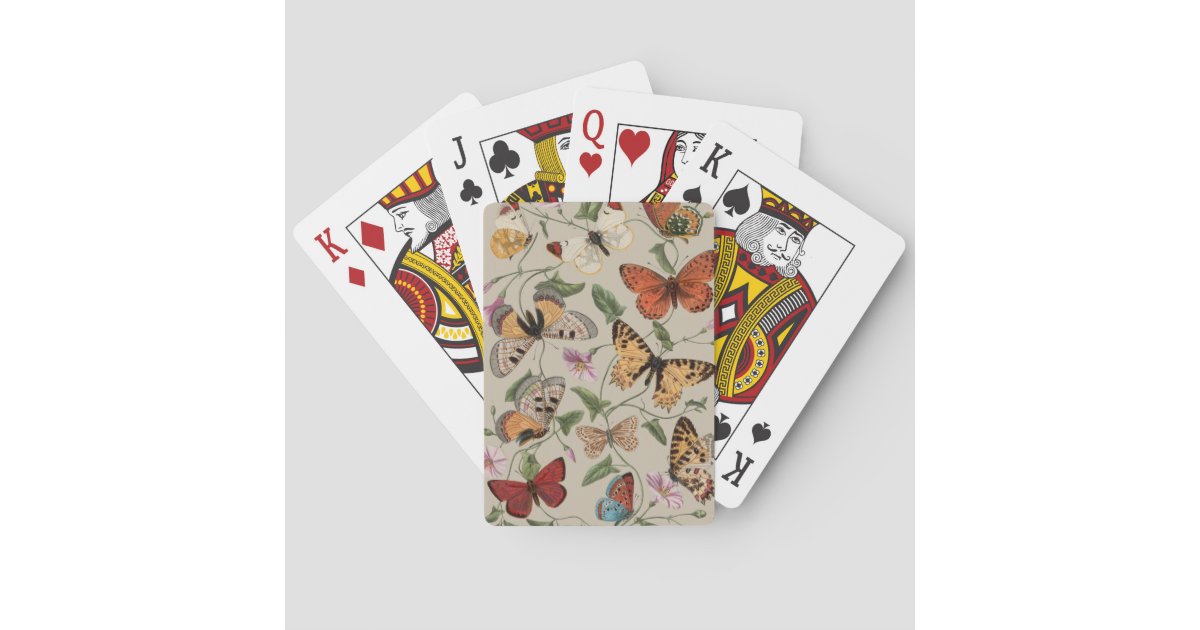 Butterfly Moth Nature Collection Drawing Poker Cards | Zazzle