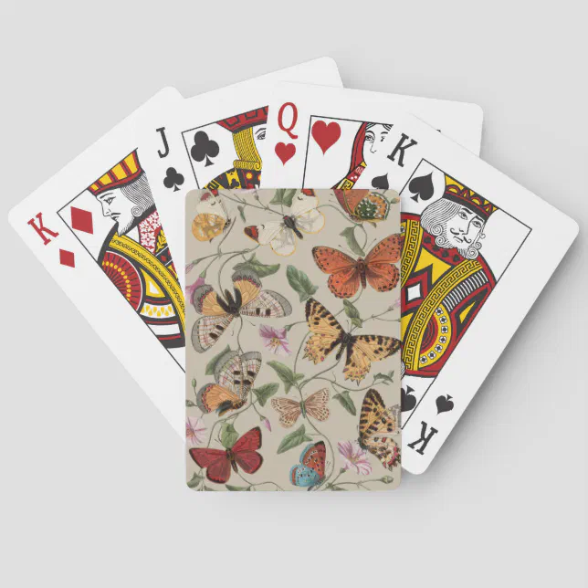 Butterfly Moth Nature Collection Drawing Poker Cards | Zazzle