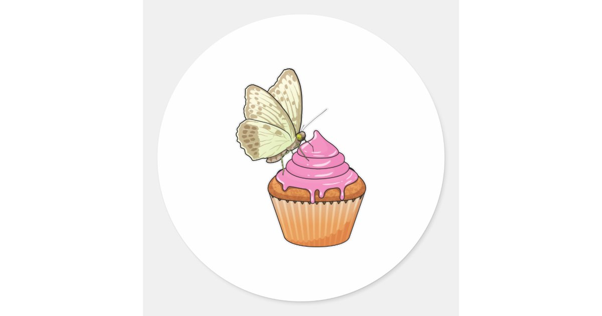 Butterfly Muffin Classic Round Sticker | Zazzle