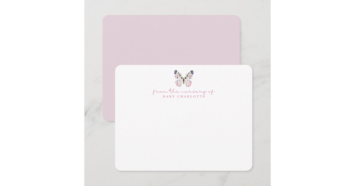 Butterfly Nursery Baby Note Stationery Card | Zazzle