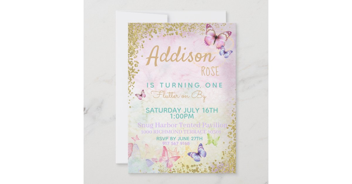 Butterfly Pastel Birthday Invitation | Zazzle