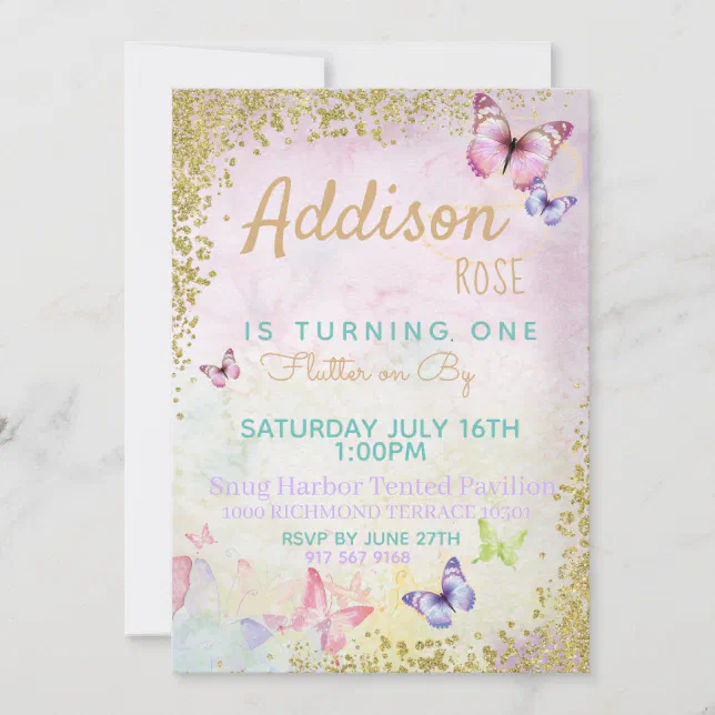 Butterfly Pastel Birthday Invitation | Zazzle