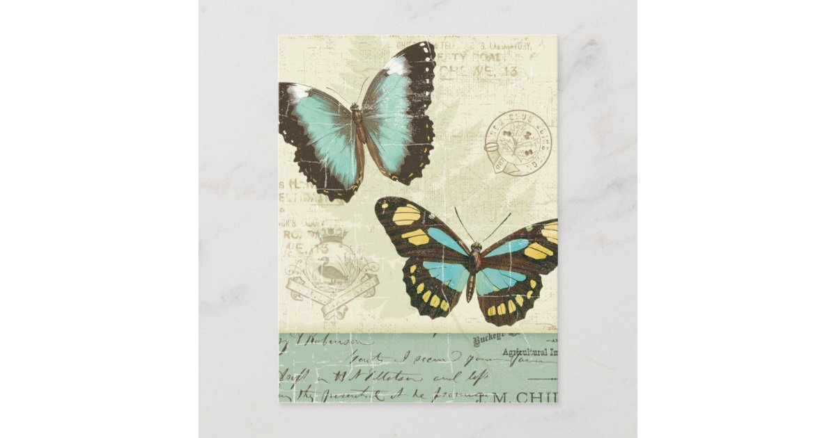 Butterfly Patchwork Postcard | Zazzle