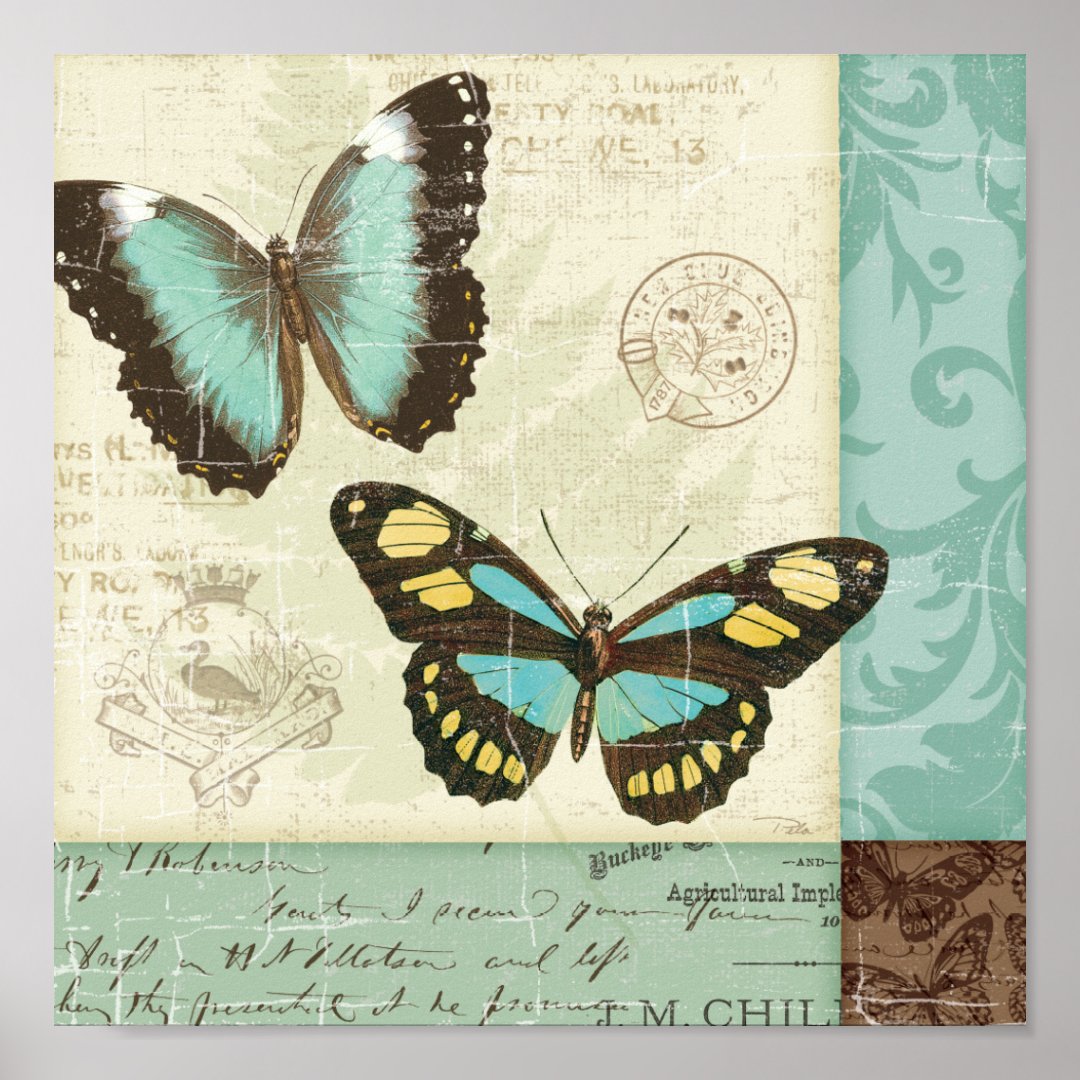 Butterfly Patchwork Poster | Zazzle