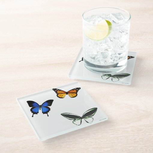 Butterfly Pattern Glass Coaster | Zazzle