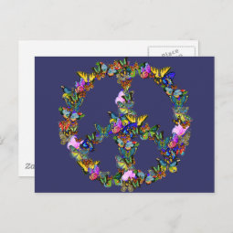Butterfly Peace Symbol Postcard | Zazzle