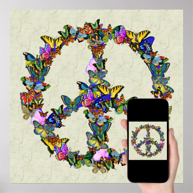 Butterfly Peace Symbol Poster | Zazzle