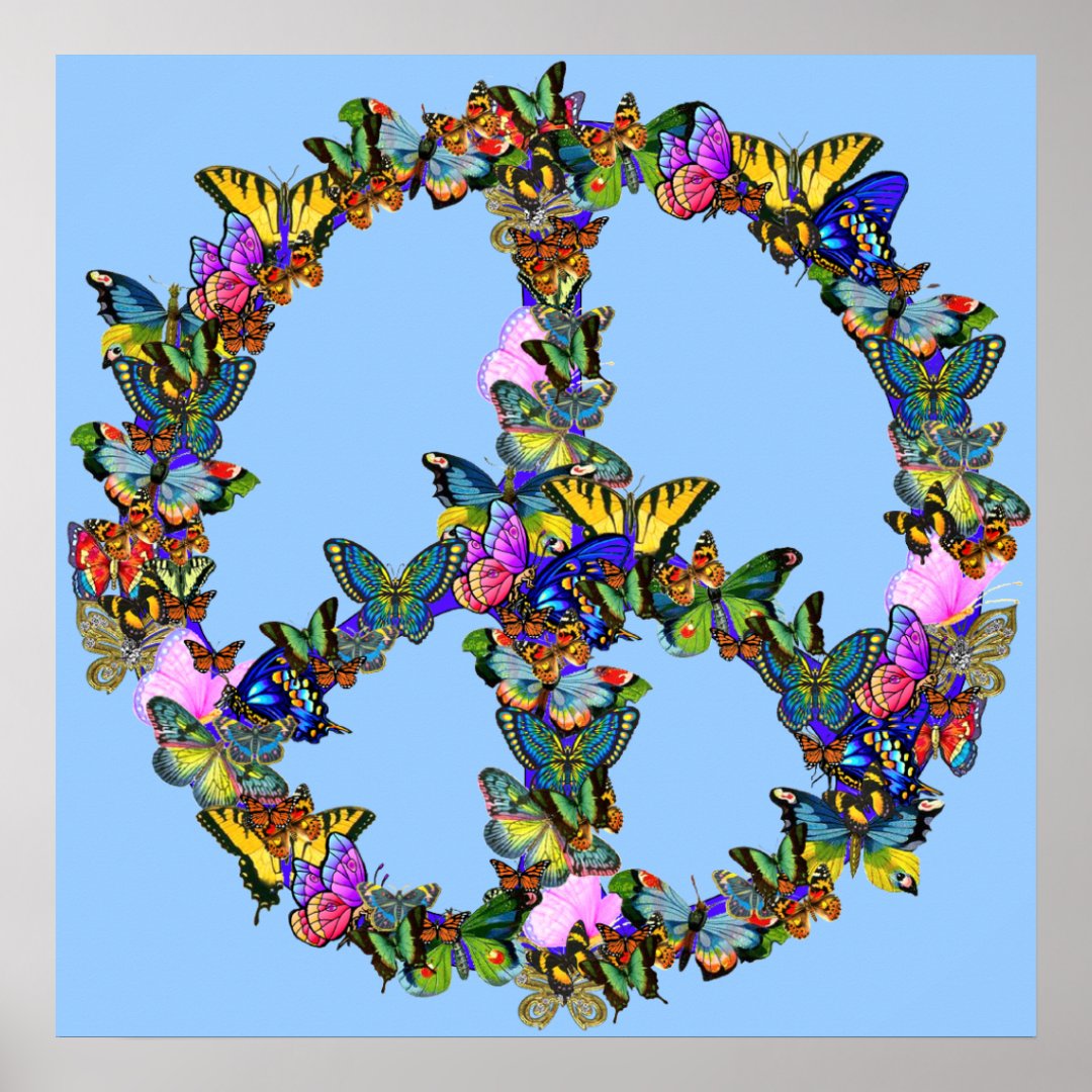 Butterfly Peace Symbol Poster | Zazzle