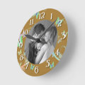 Butterfly/Photo Round Clock | Zazzle