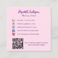 Butterfly pink purple flowers QR code social media Square Business Card ...