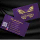 Butterfly purple gold QR code social media Business Card | Zazzle