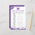 Butterfly Purple Word Scramble Baby Shower Game | Zazzle