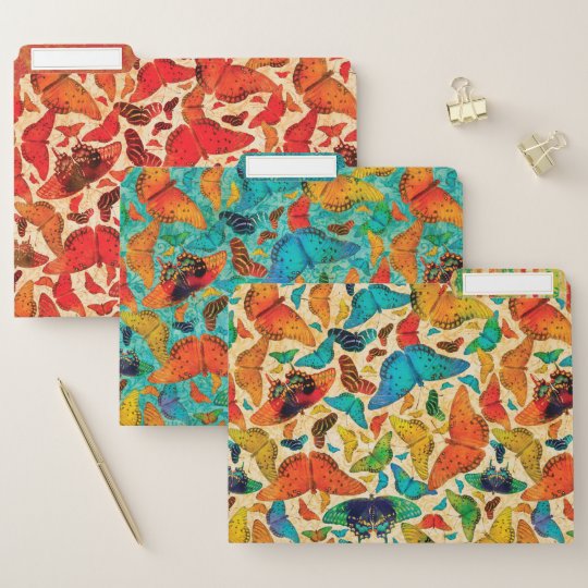 Butterfly Red Turquoise Gold Pattern File Folder | Zazzle.com