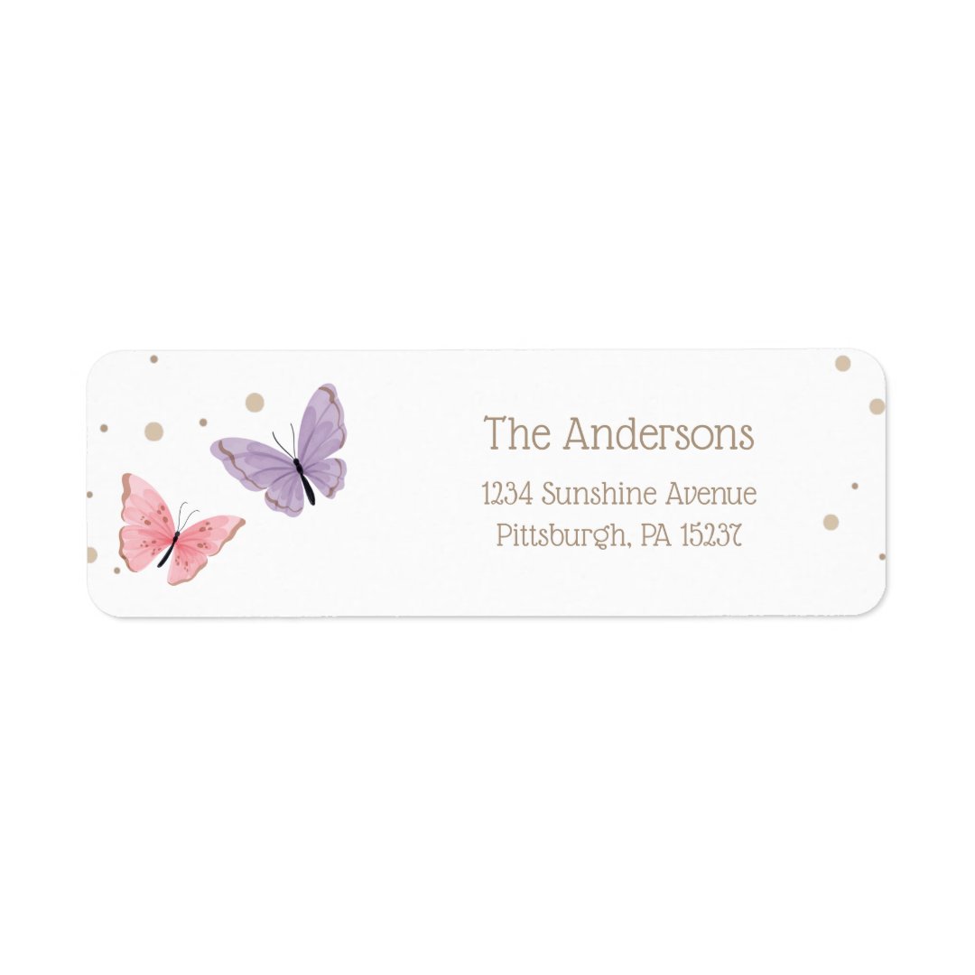 Butterfly Return Address Label | Zazzle