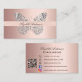 Butterfly rose gold QR code social media Business Card | Zazzle