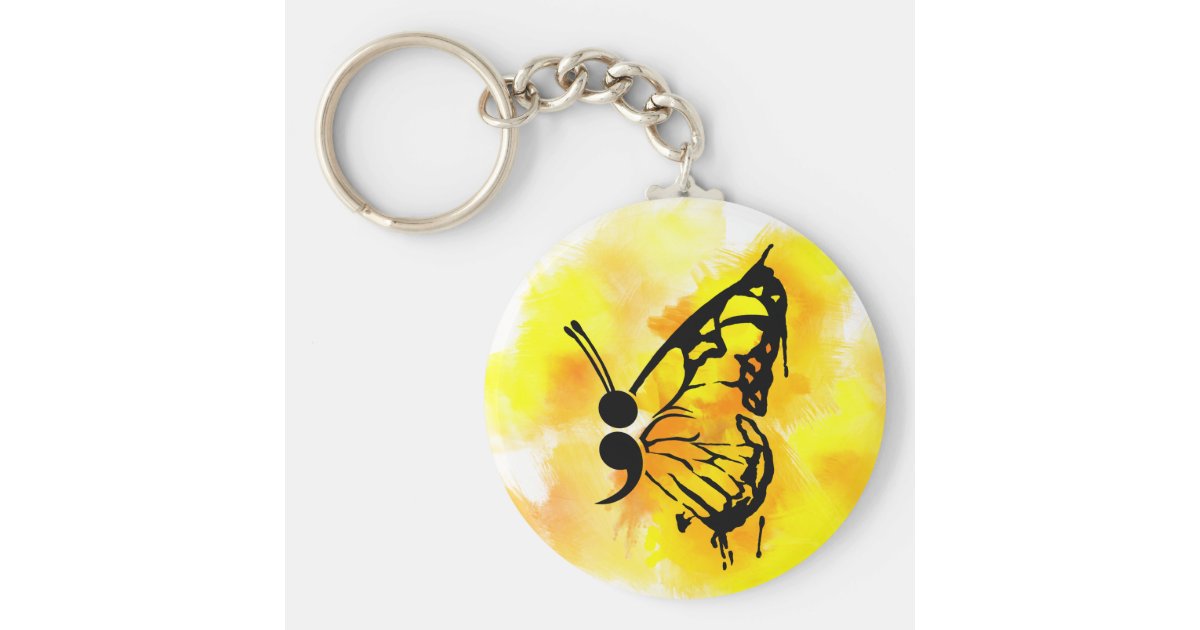 Butterfly semicolon keychain | Zazzle.com