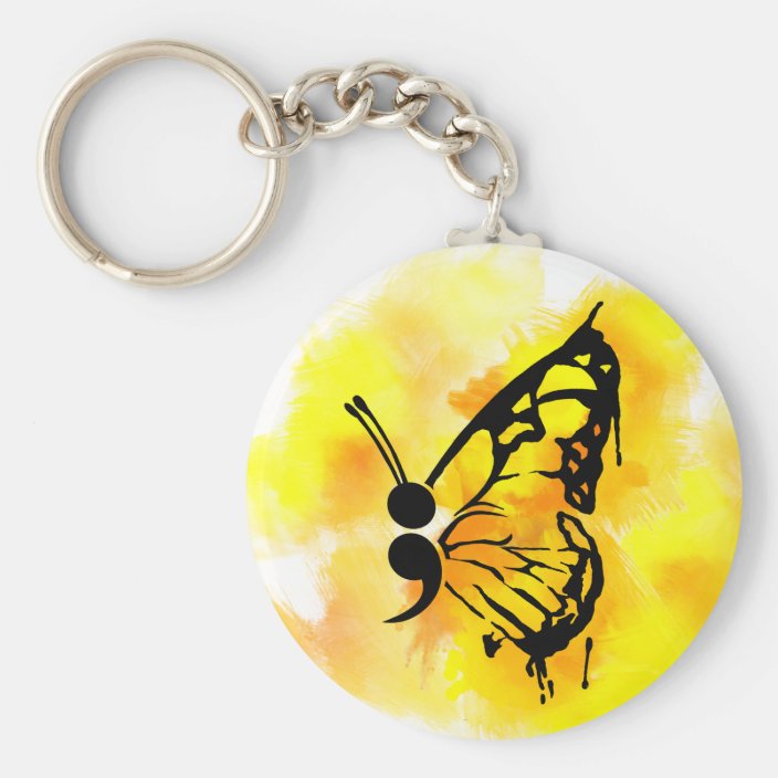 Butterfly semicolon keychain | Zazzle.com