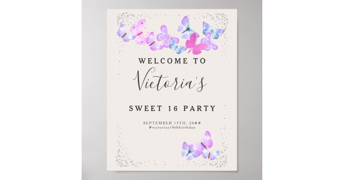 Butterfly Skies Watercolor Butterflies Welcome Poster | Zazzle