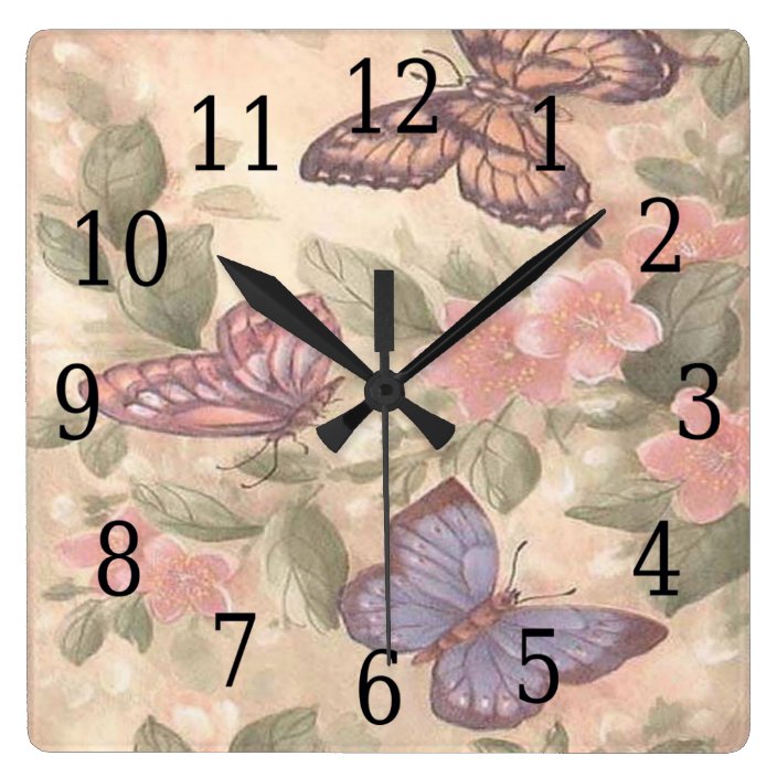 Butterfly Square Clock | Zazzle.com
