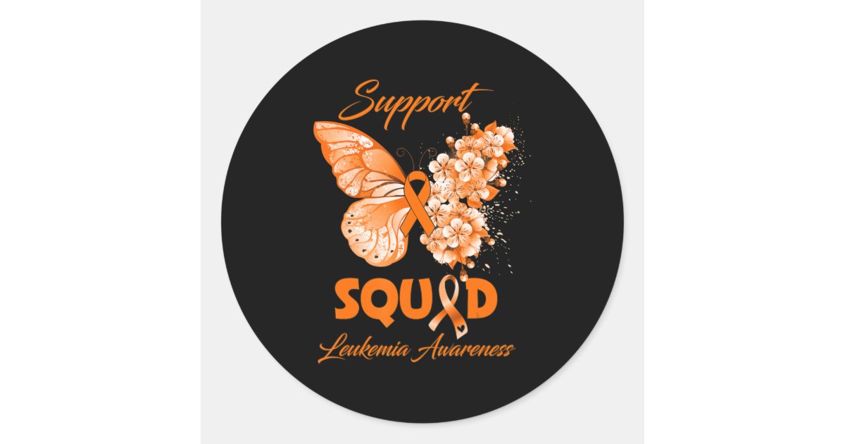 Butterfly Support Squad Leukemia Awareness Classic Round Sticker | Zazzle