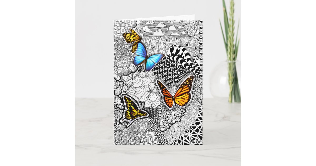 Butterfly Tangle Greeting Card | Zazzle