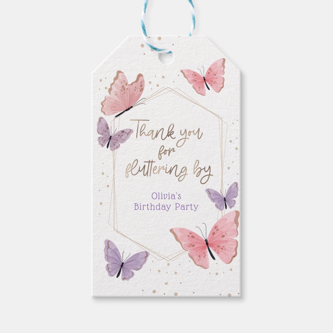 Butterfly Thank you for Fluttering By Favor Tag | Zazzle