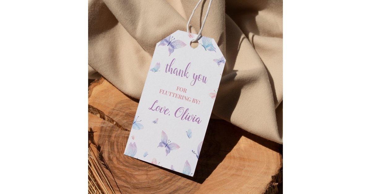 Butterfly Thank You Tag Fluttering By Favor Tag | Zazzle