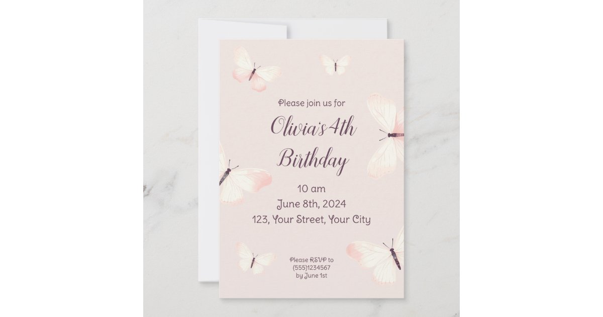 Butterfly Theme Birthday Invitation | Zazzle