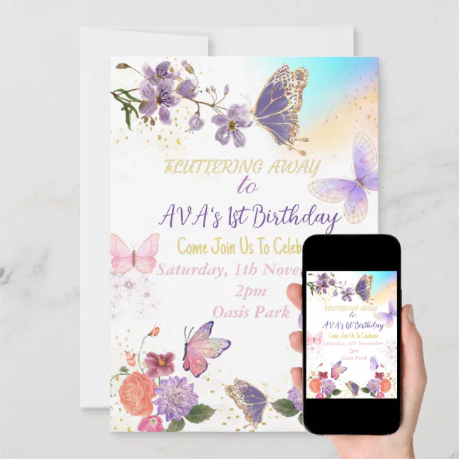 Butterfly Theme Birthday Invitation | Zazzle