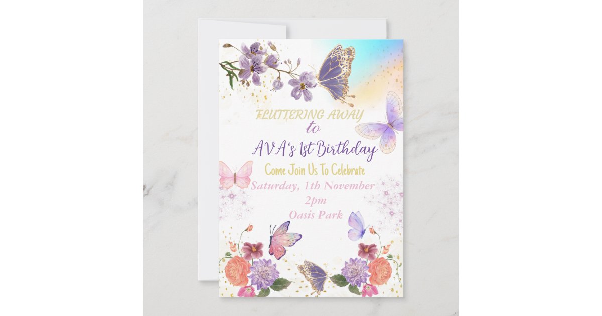 Butterfly Theme Birthday Invitation | Zazzle