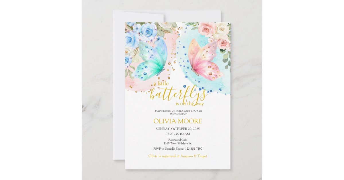 Butterfly twins baby shower invitation | Zazzle
